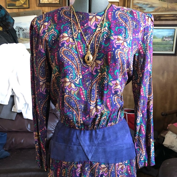 karin stevens | Dresses | Karin Stevens Vintage Paisley Suede Dress ...